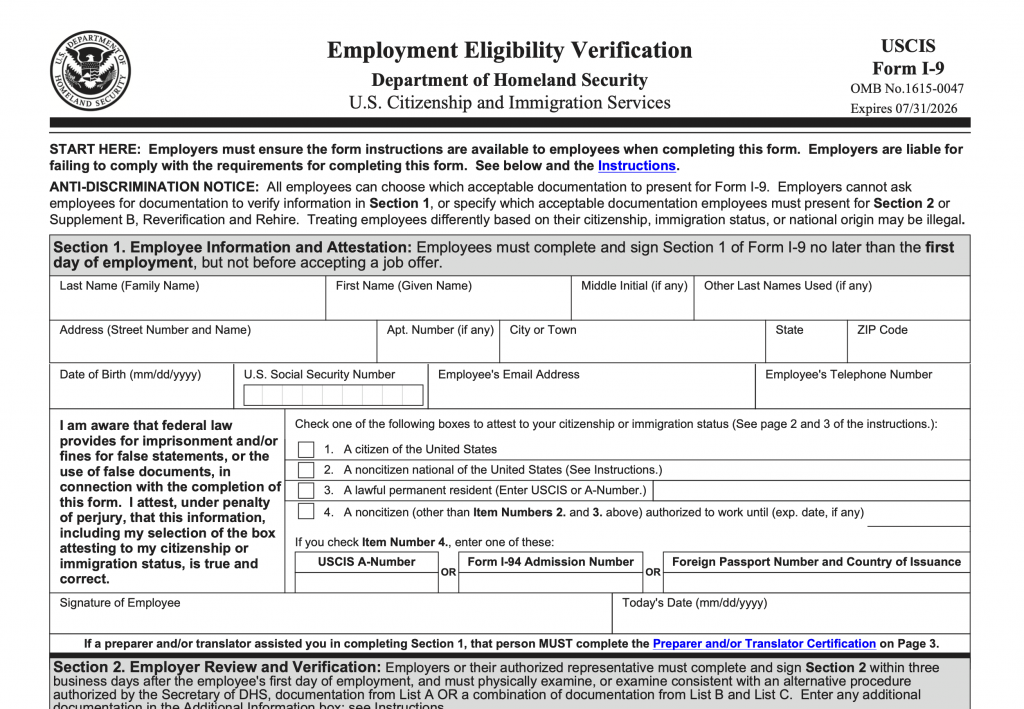 How to Fill Out I-9 Form