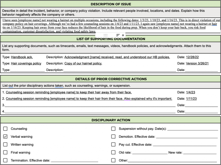Employee Disciplinary Action Guide + Form Template