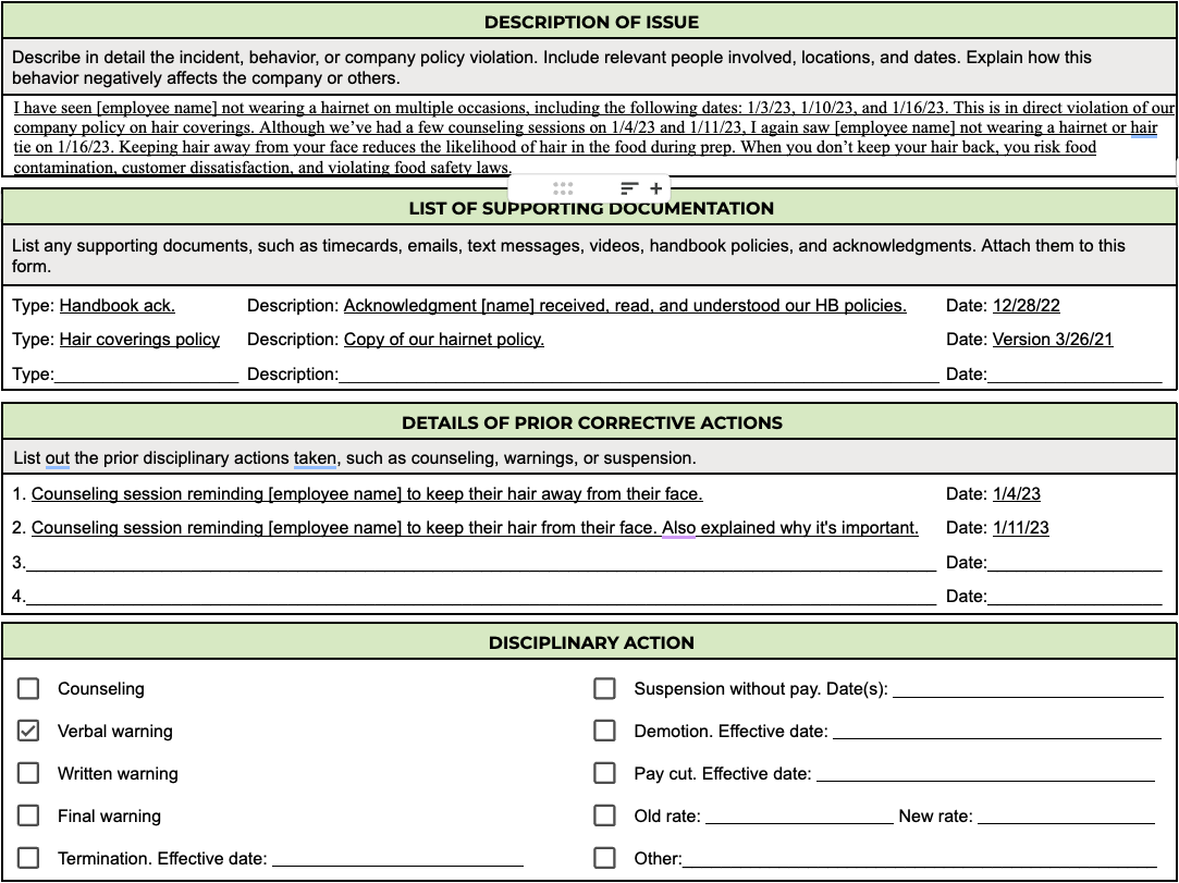 Employee Disciplinary Action Guide + Form Template